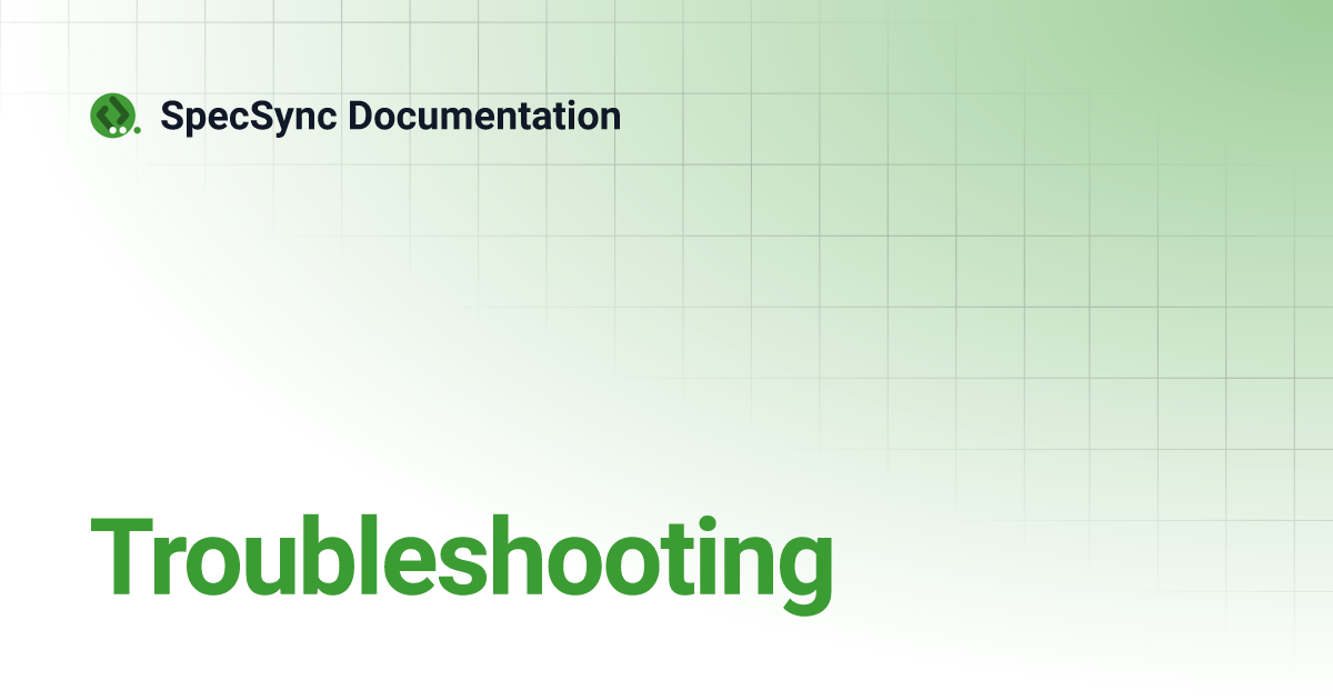 Troubleshooting Specsync Documentation